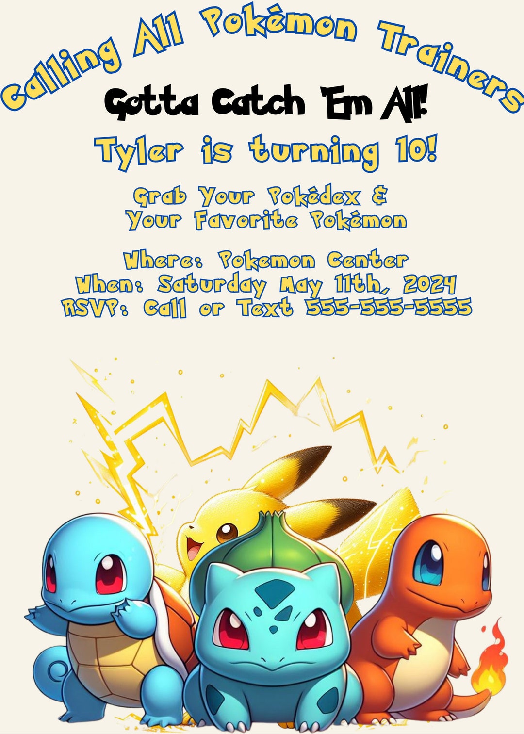 Pokémon Birthday Invite 4x6 - Editable Template - Birthday Party ...
