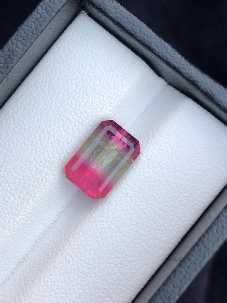 Unique Tri-color Tourmaline Gemstone: Emerald Cut, Afghanistan Origin ...