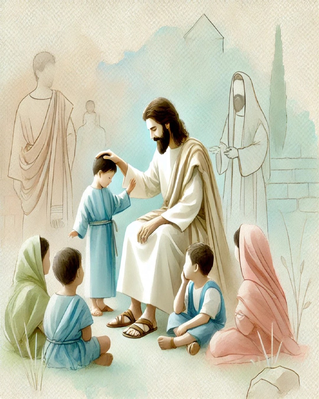 Jesus Blessing the Children, Christian Nursery Decor, Kids Bible Verse ...