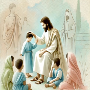 Jesus Blessing the Children, Christian Nursery Decor, Kids Bible Verse ...