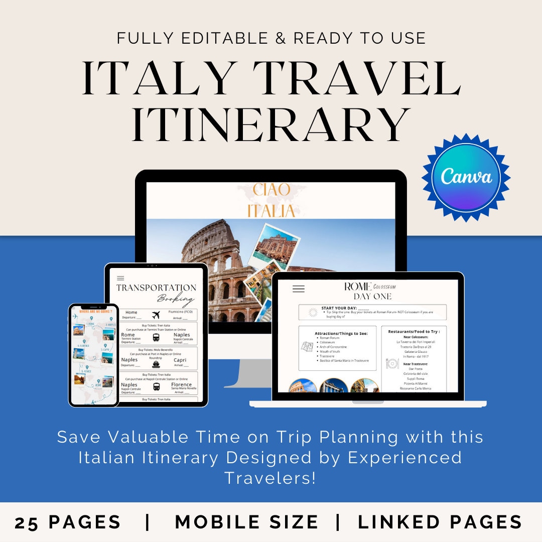Italy Digital Travel Itinerary| Complete Italy Itinerary Ready to Use ...