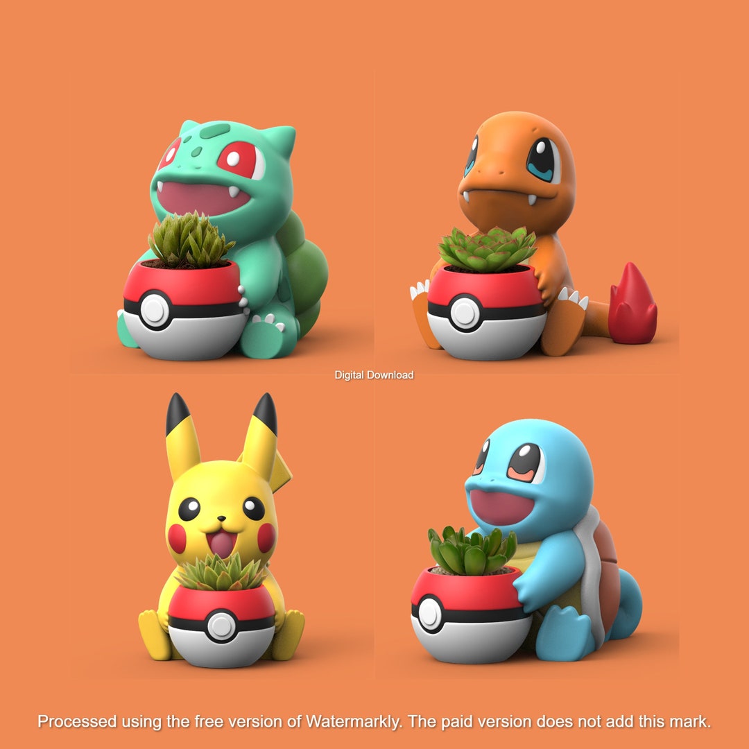Pokemon STL, Pokemon Planter Pack STL, Pokemon Planter 3D Model ...