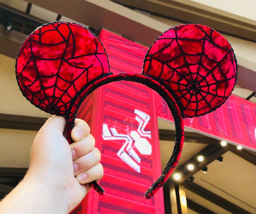 Spiderman Web Red Velvet Spooky Inspired Mickey Ears (no Bow) - Etsy