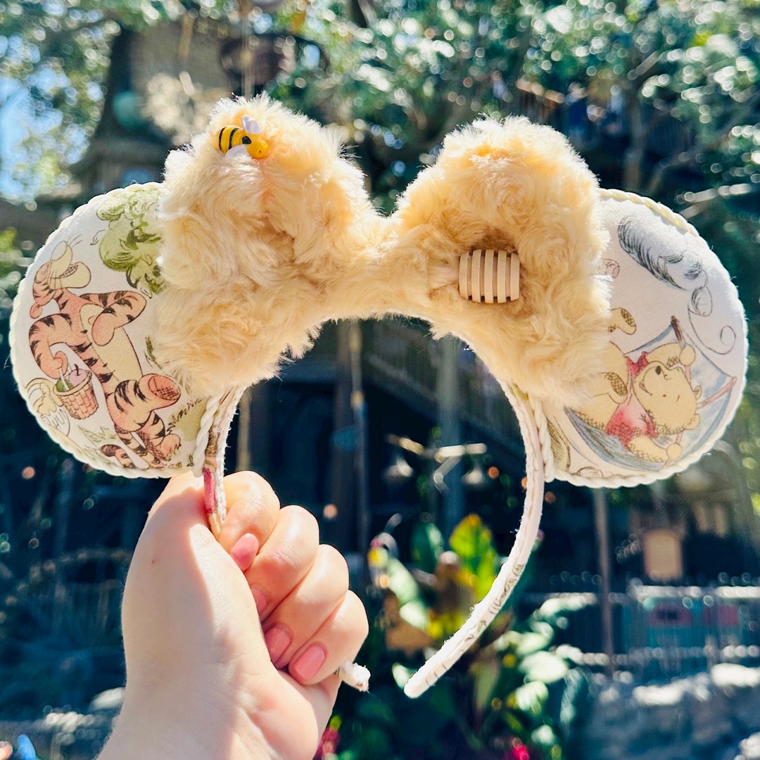 Storybook Winnie the Pooh Inspired Minnie Ears With Fluffy Bow - Etsy
