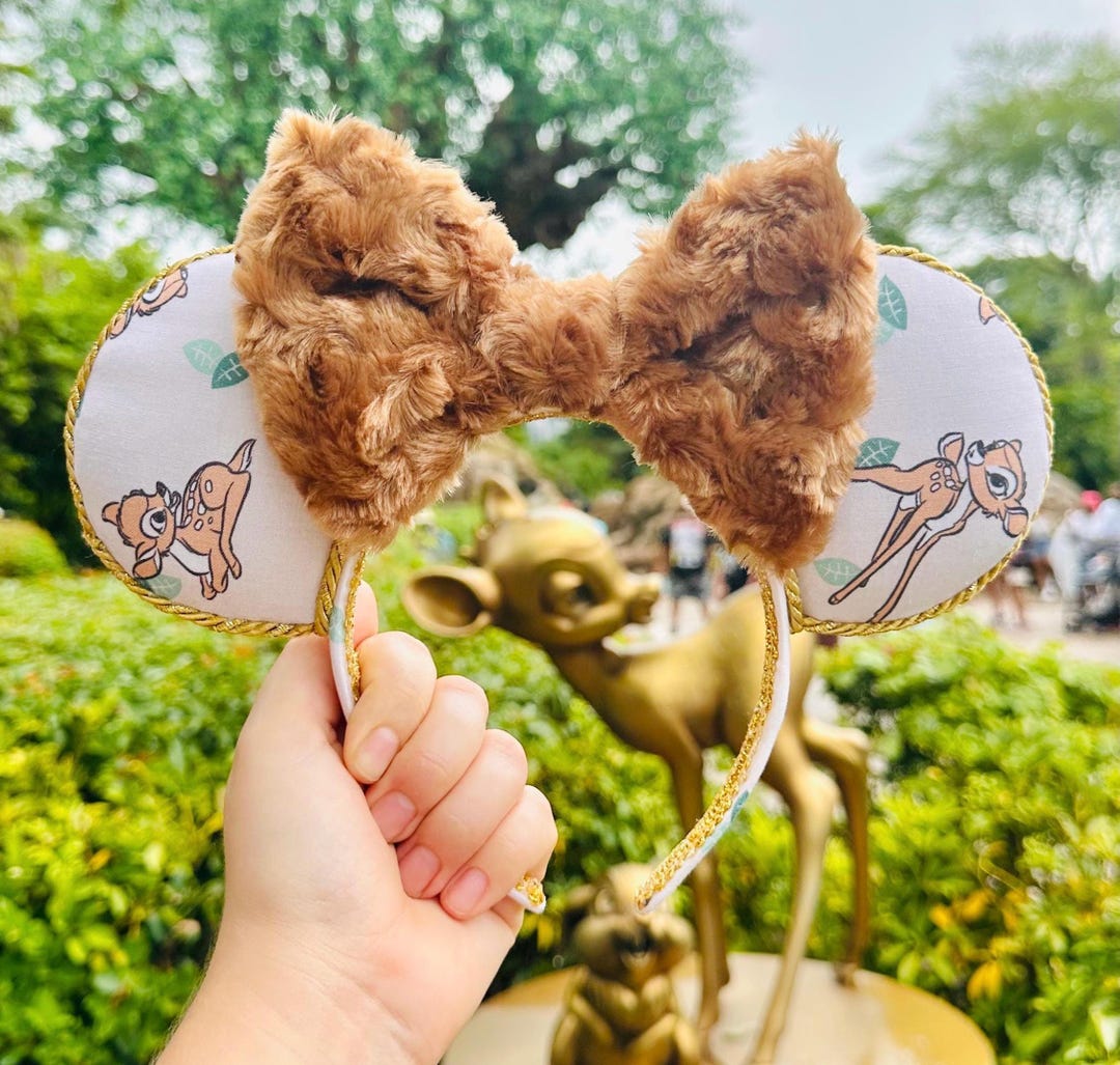Bambi Inspired Minnie Ears With Fluffy Bow - Etsy