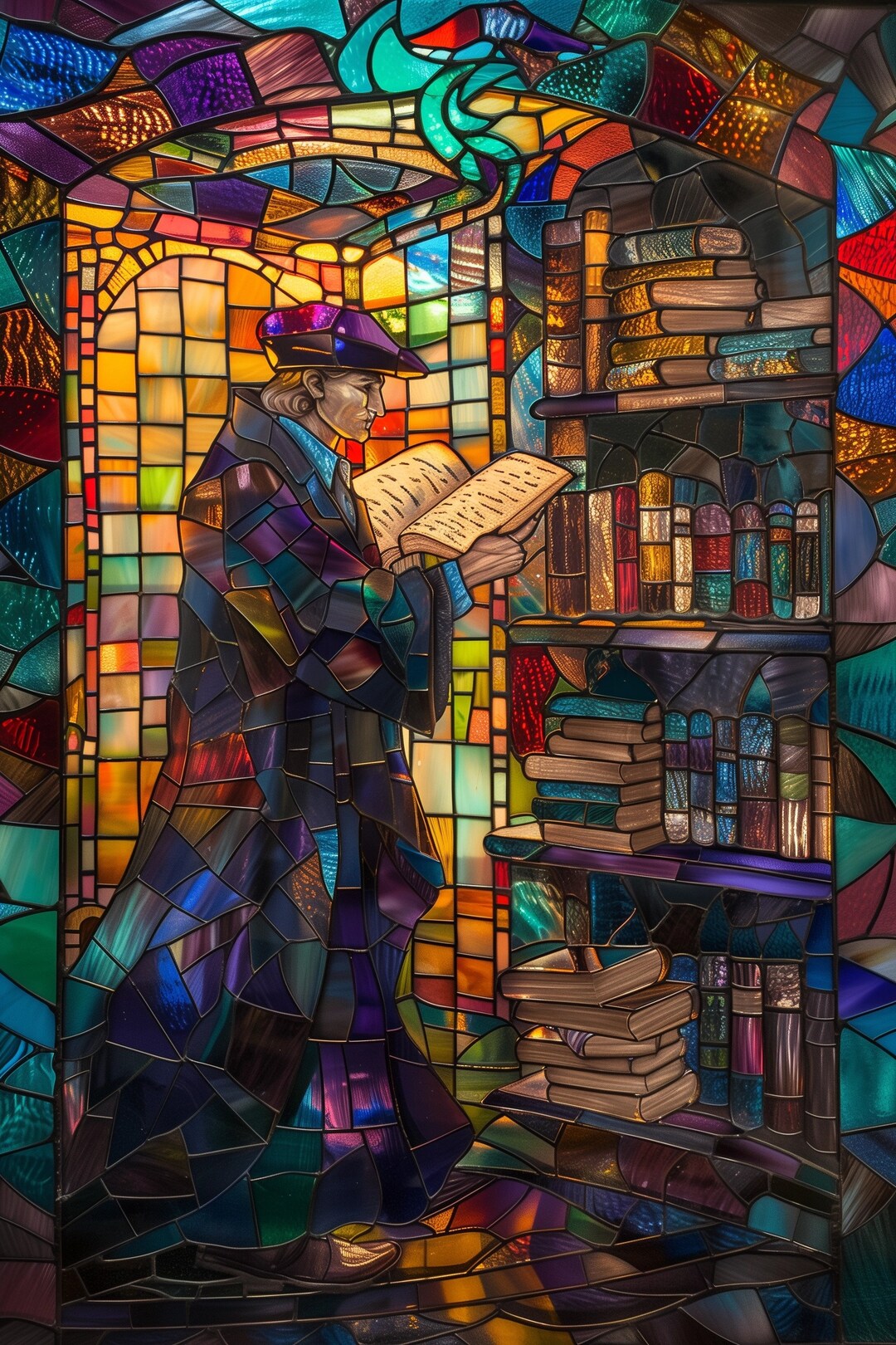 The Great Alchemist - Stain Glass Window Style - Etsy