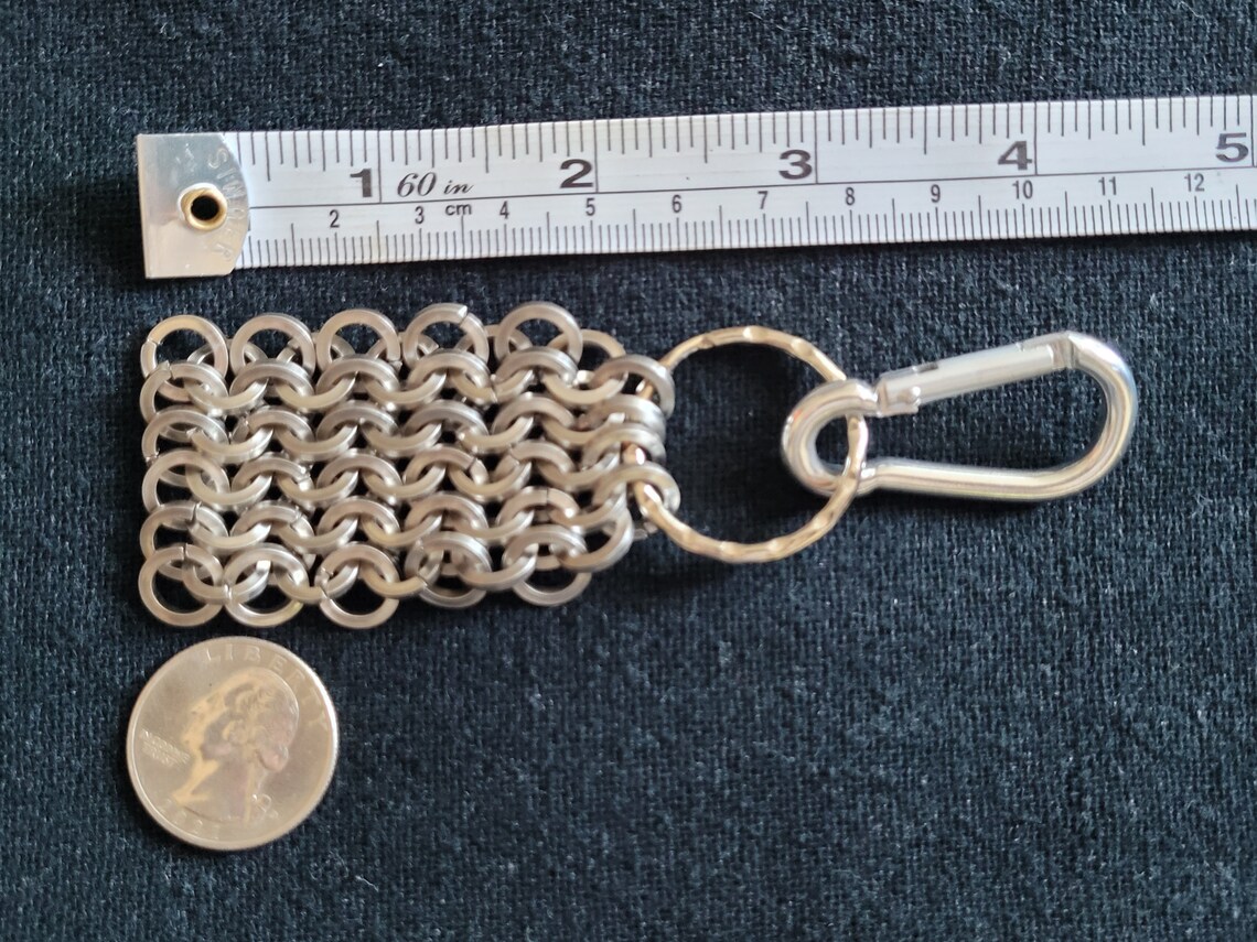 Stainless Steel Square Wire Chainmail Keychain - European 4-in-1 - Etsy