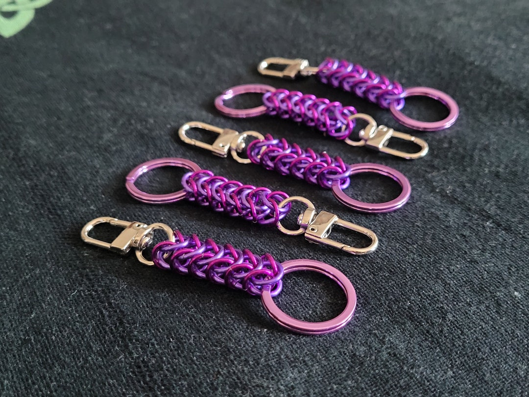 Purple Ring Keychain - Box Chainmail 4-in-1 - Purple Key Ring & Clasp ...