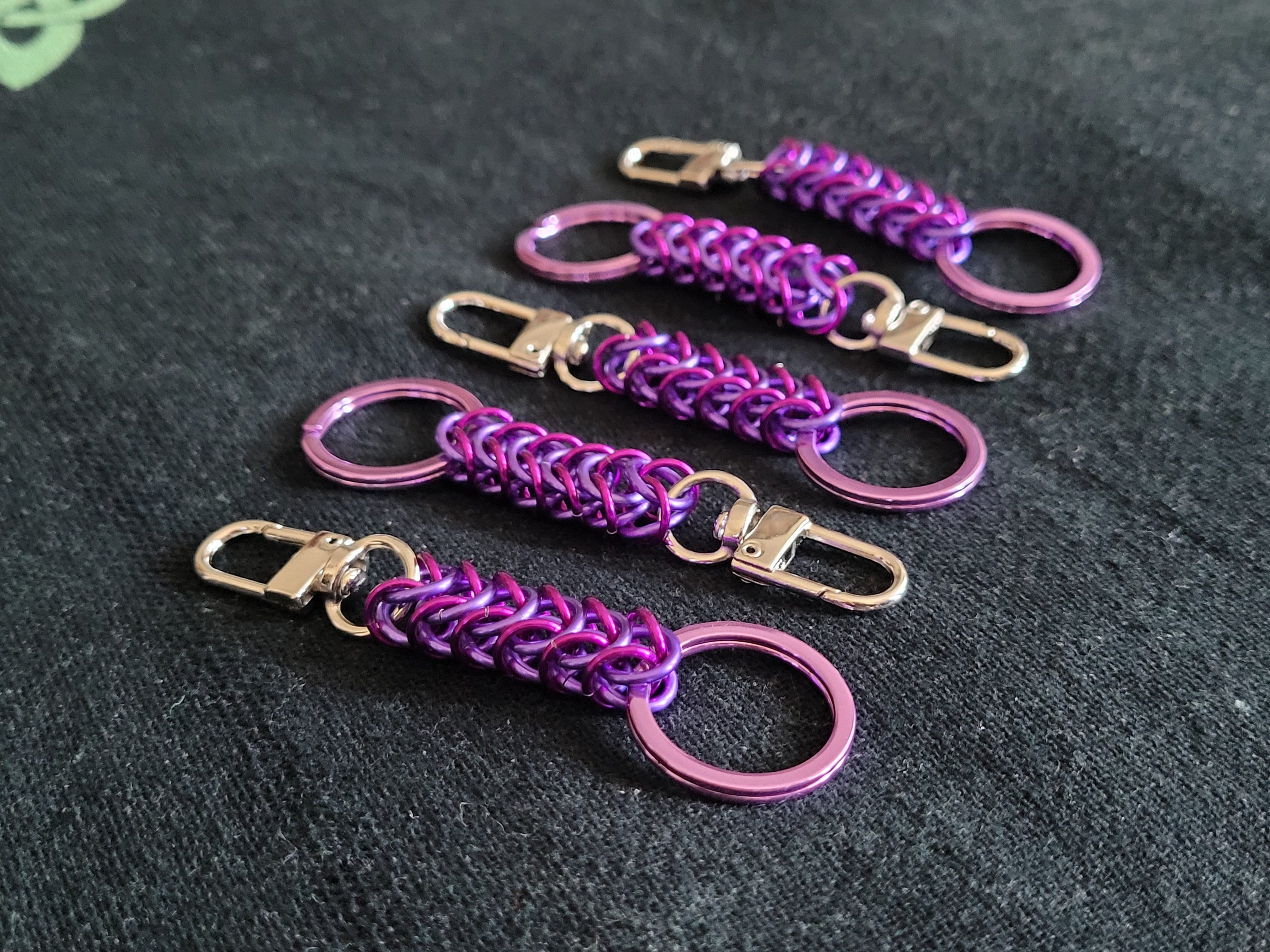 Purple Ring Keychain - Box Chainmail 4-in-1 - Purple Key Ring & Clasp ...