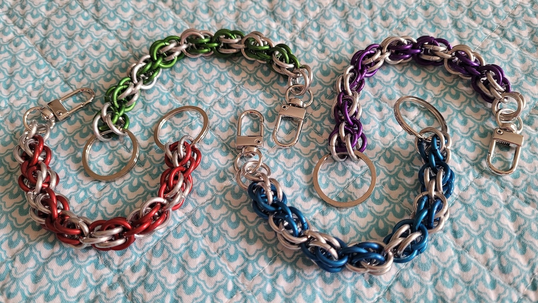 5" Chainmail Keychain - Anodized and Silver Aluminum Rings - Fieldstone ...