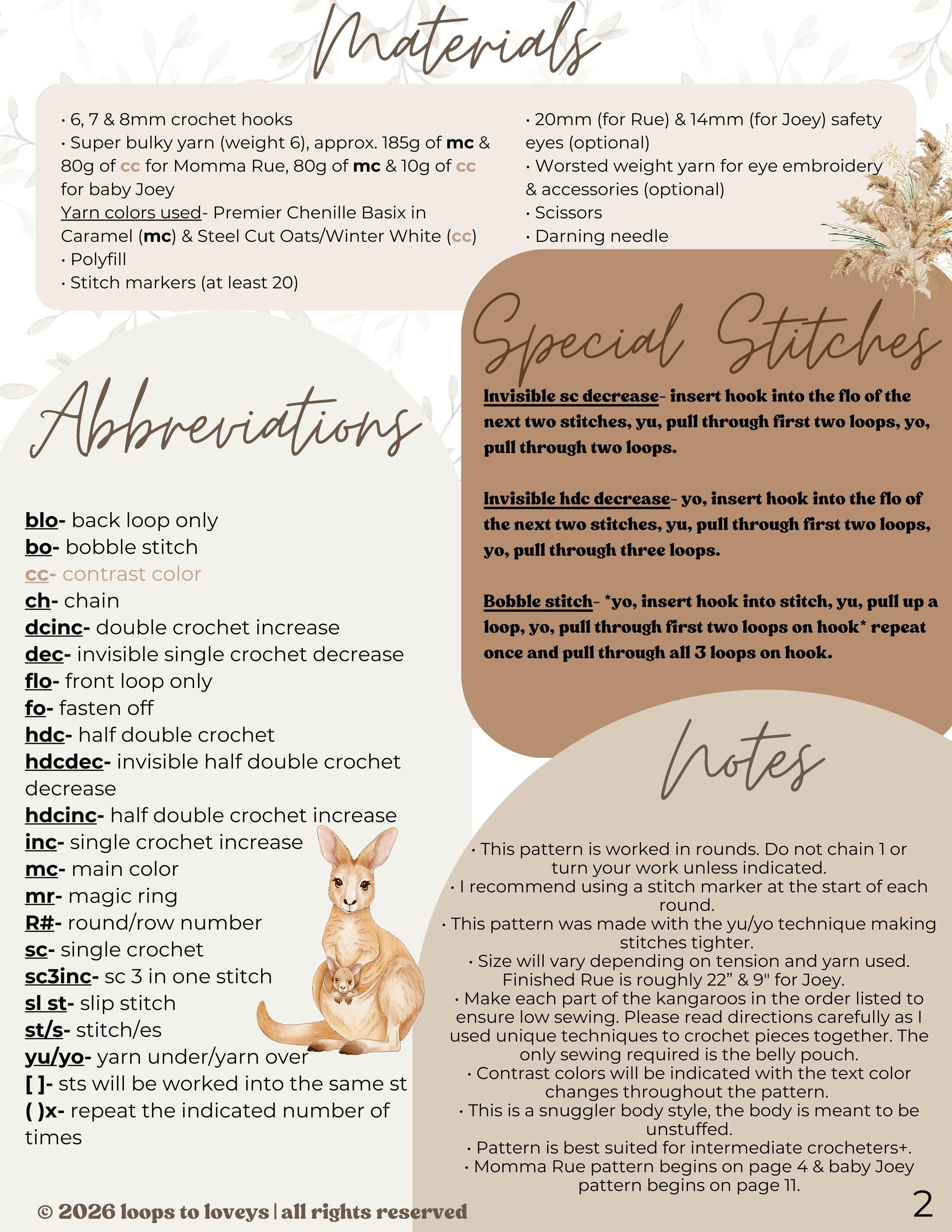 Momma Rue & Baby Joey Kangaroo Crochet Pattern | LOW SEW Crochet ...