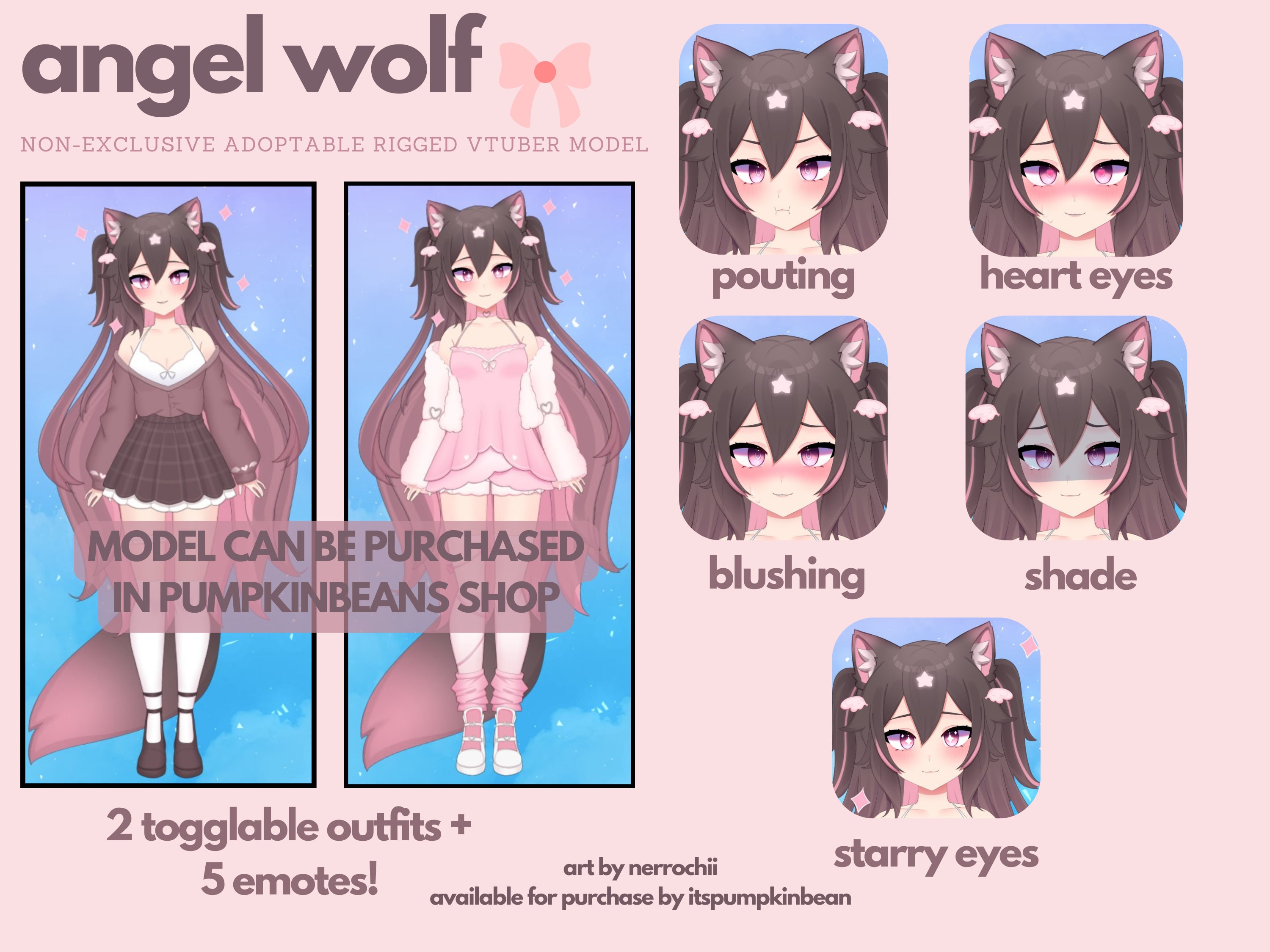 Angel Wolf - Premade Live2d Vtuber Model - FULLY Rigged - Ready to Use ...