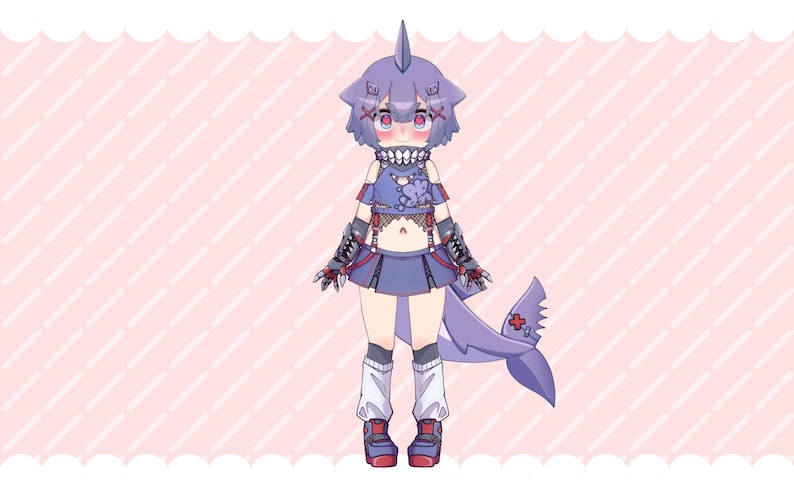Yuumi Shark Vtuber Model – Fully Rigged Live2d, 6 Expressions (vtube ...