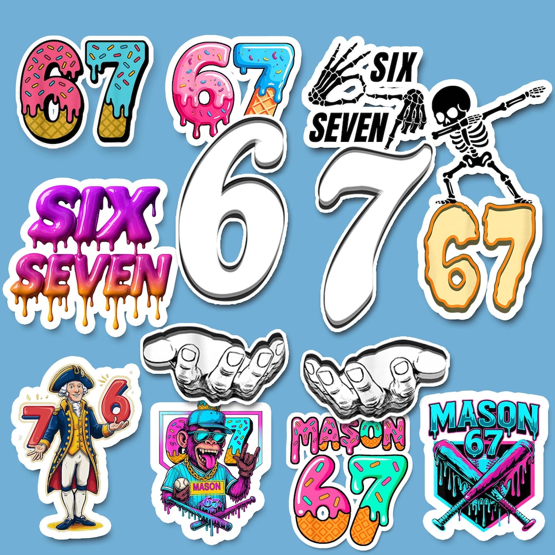Six Seven Meme Sticker, Ice Cream 67 Sticker, 67 Sticker, Mason 67 ...