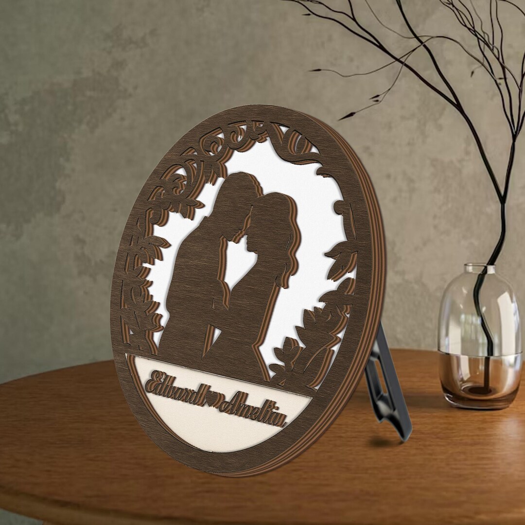 Romantic Couple Wall Art, Laser Cut Wood Couple Sign, Floral Love Decor ...