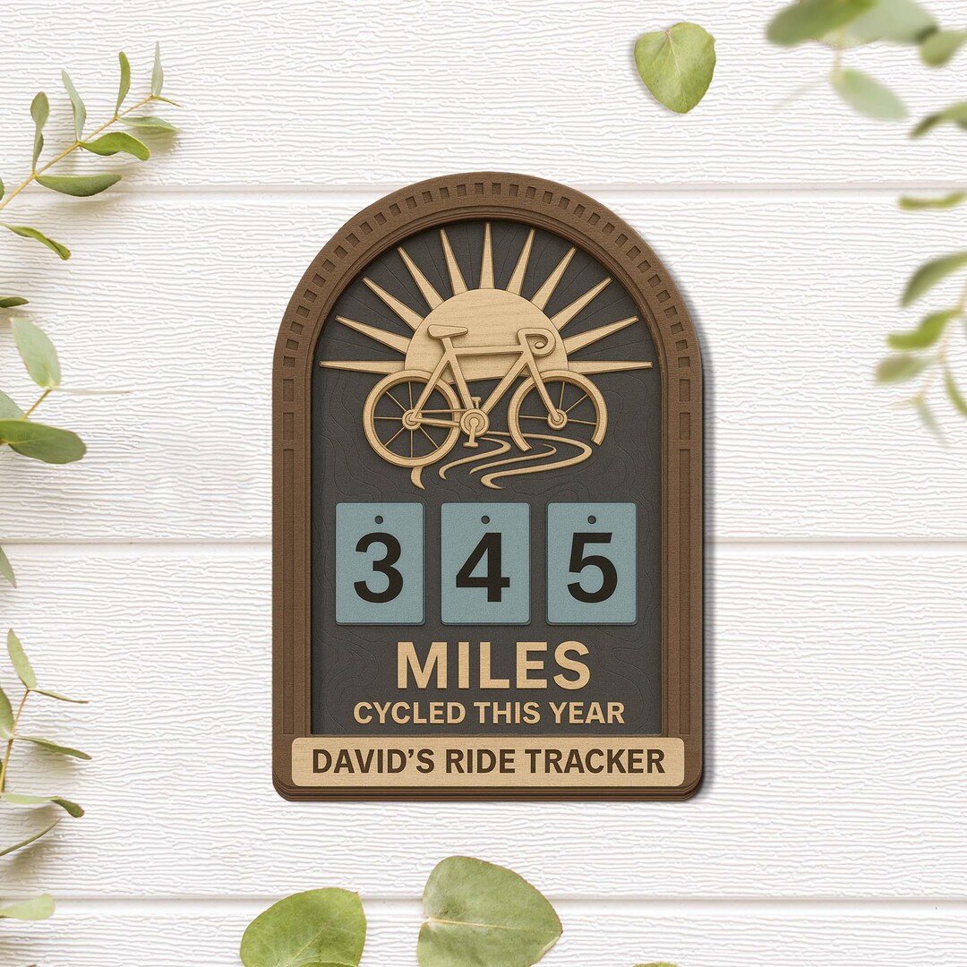Personalized Cycled Miles Tracker Sign, Custom Miles Ridden Board ...