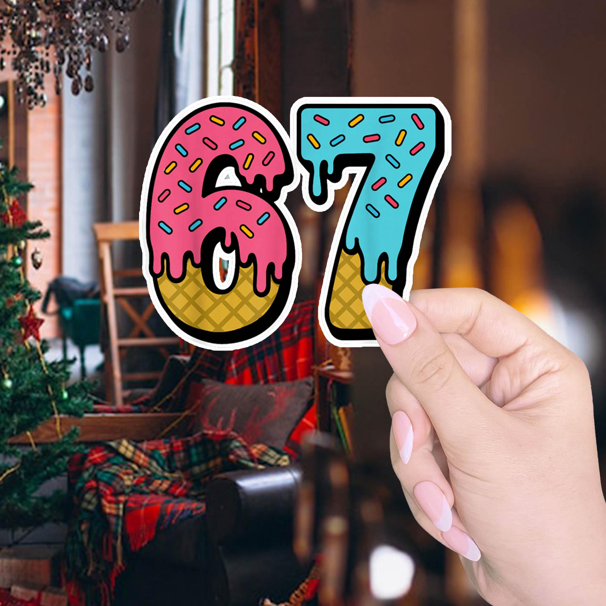 Six Seven Meme Sticker, Ice Cream 67 Sticker, 67 Sticker, Mason 67 ...