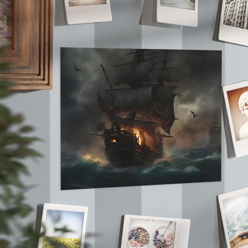Prints, Pirate Ship Wall Art, Nautical Decor, Ocean Theme Poster ...