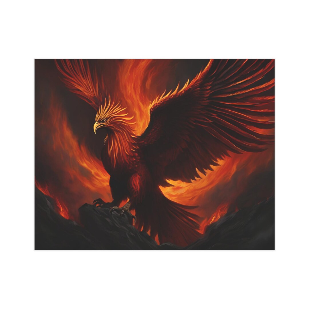 Pheonix Art Print, Mythical Bird Wall Decor, Home Office Decor ...