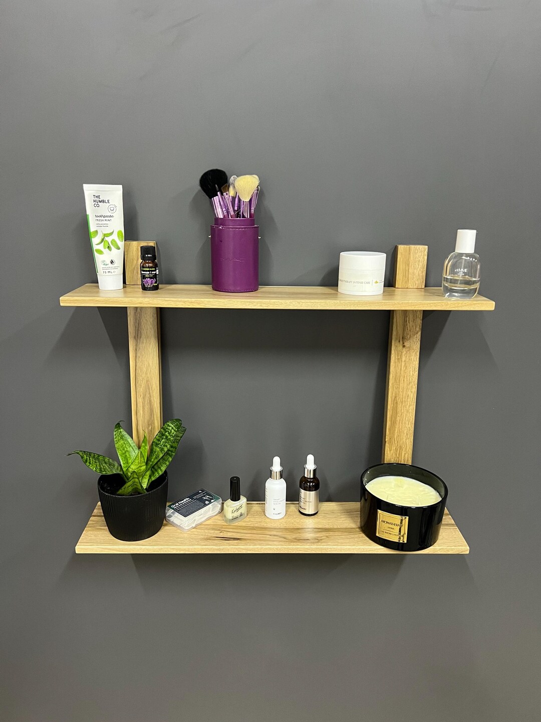 Kitchen Display Shelves, Floating Spice Rack, Walnut Wood Shelf ...