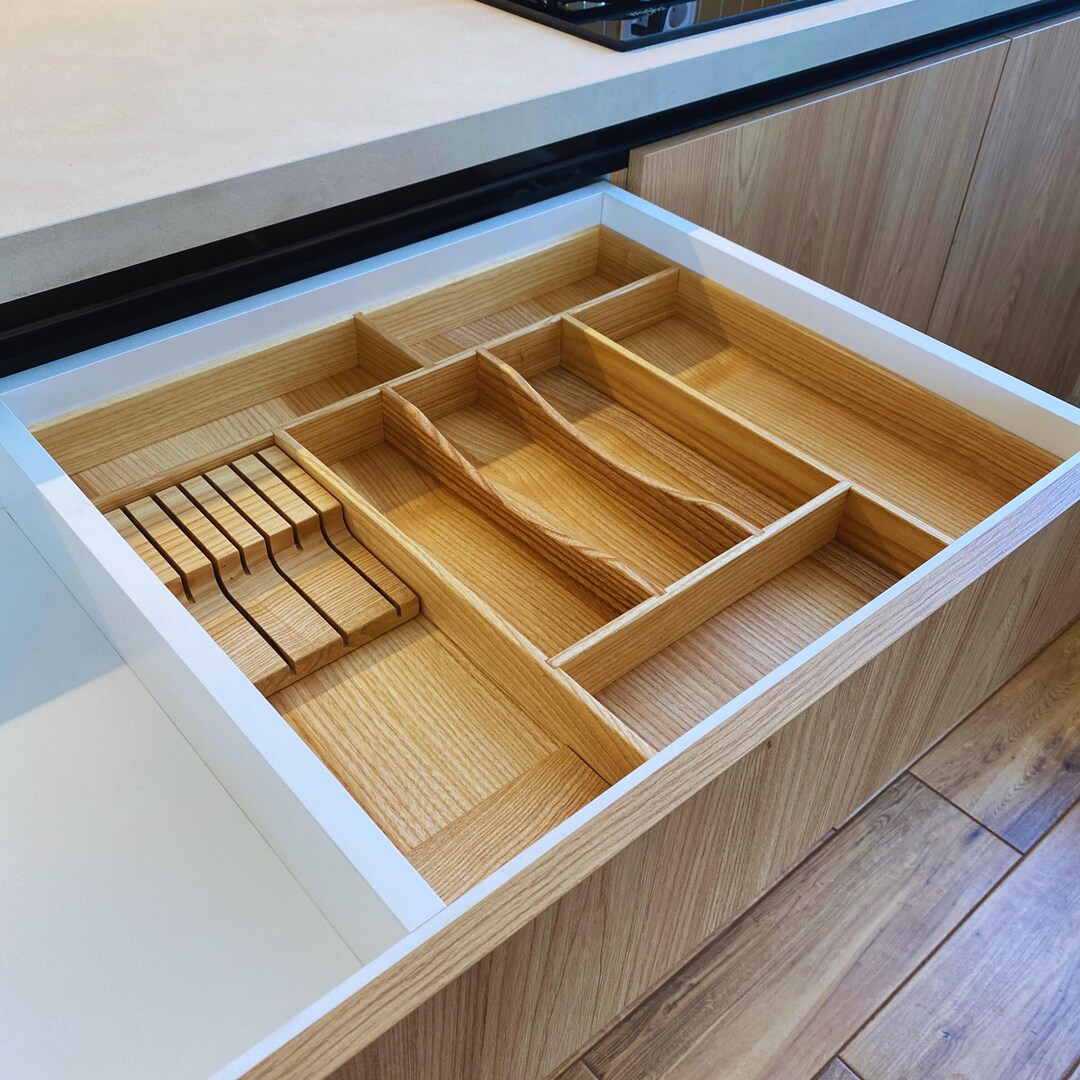 Handmade Stationery Tray, Desk Drawer Insert, Custom Solid Wood Divider ...