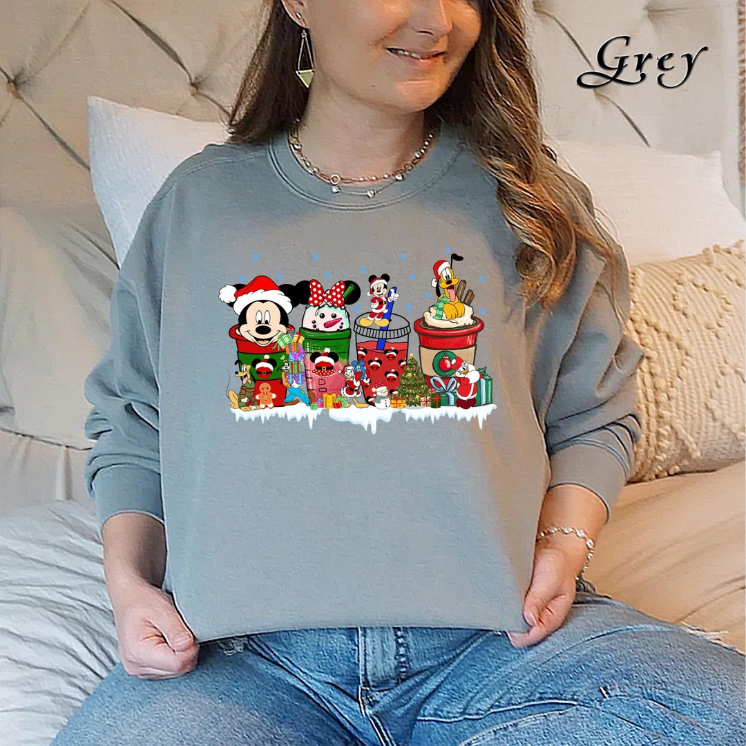 Mickey and Friends Latte Coffee Christmas Sweatshirt, Disney Sweater ...