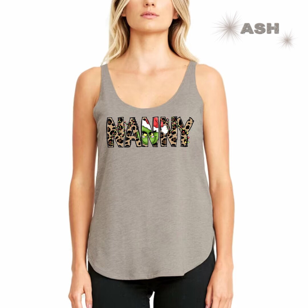 Custom Christmas Grinch Nanny Top Tank, Personalized Grinch Christmas ...