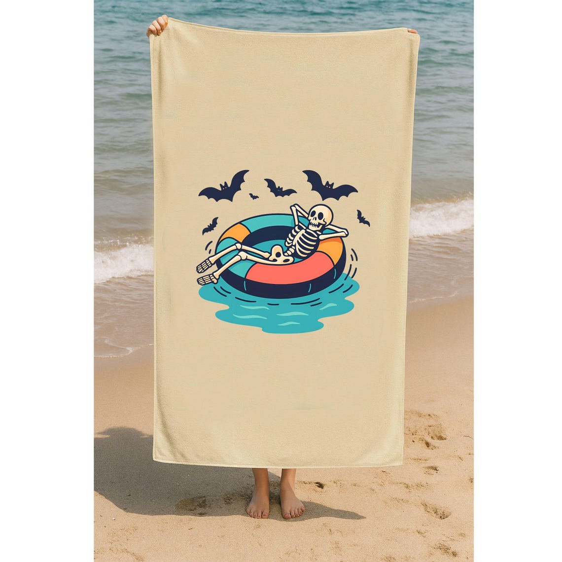 Skeleton in A Pool Floaty Png, Summer Vibes Png, Colorfull Design ...