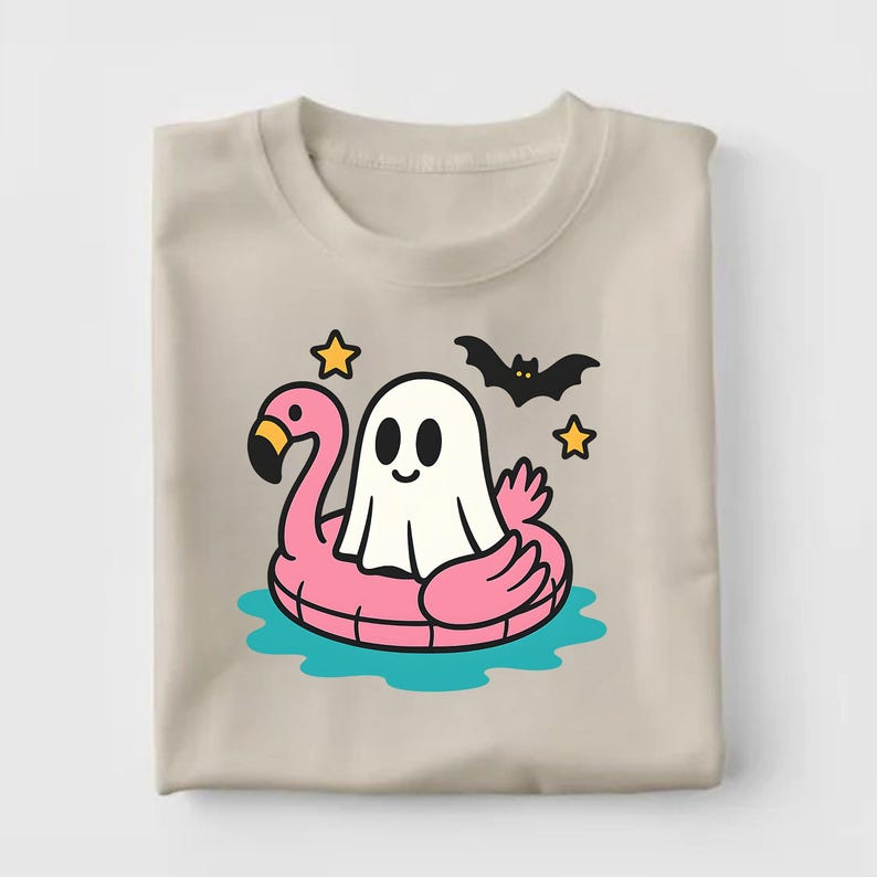 Ghost on A Pool Floaty Png, Flamingo and Ghost Png, Flamingo Pool Float ...
