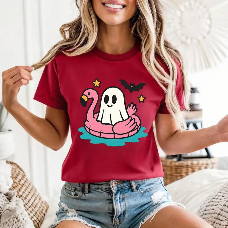 Ghost on A Pool Floaty Png, Flamingo and Ghost Png, Flamingo Pool Float ...