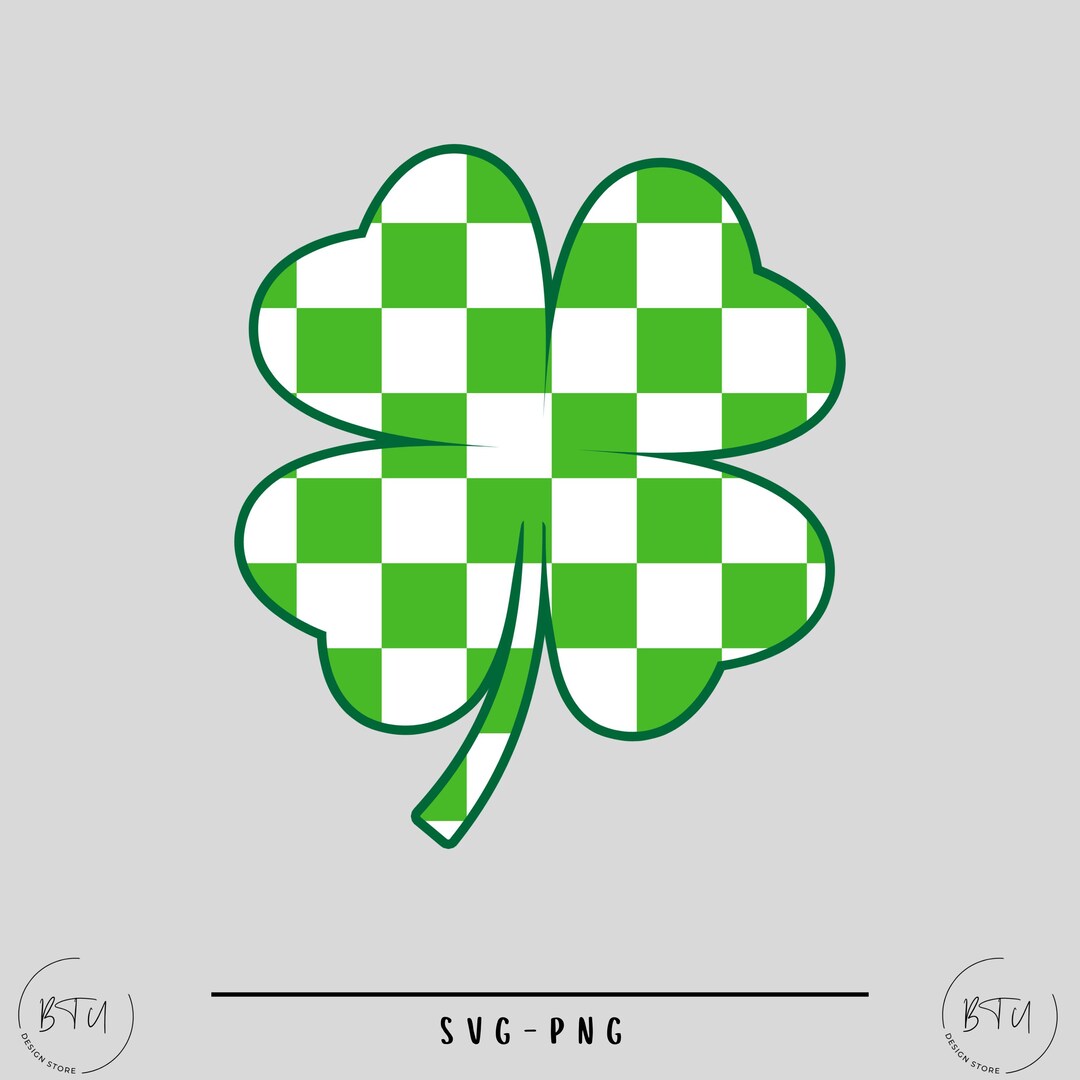 St Patricks Day Svg Png ,checkered Shamrock PNG Svg, Checkerboard Lucky ...