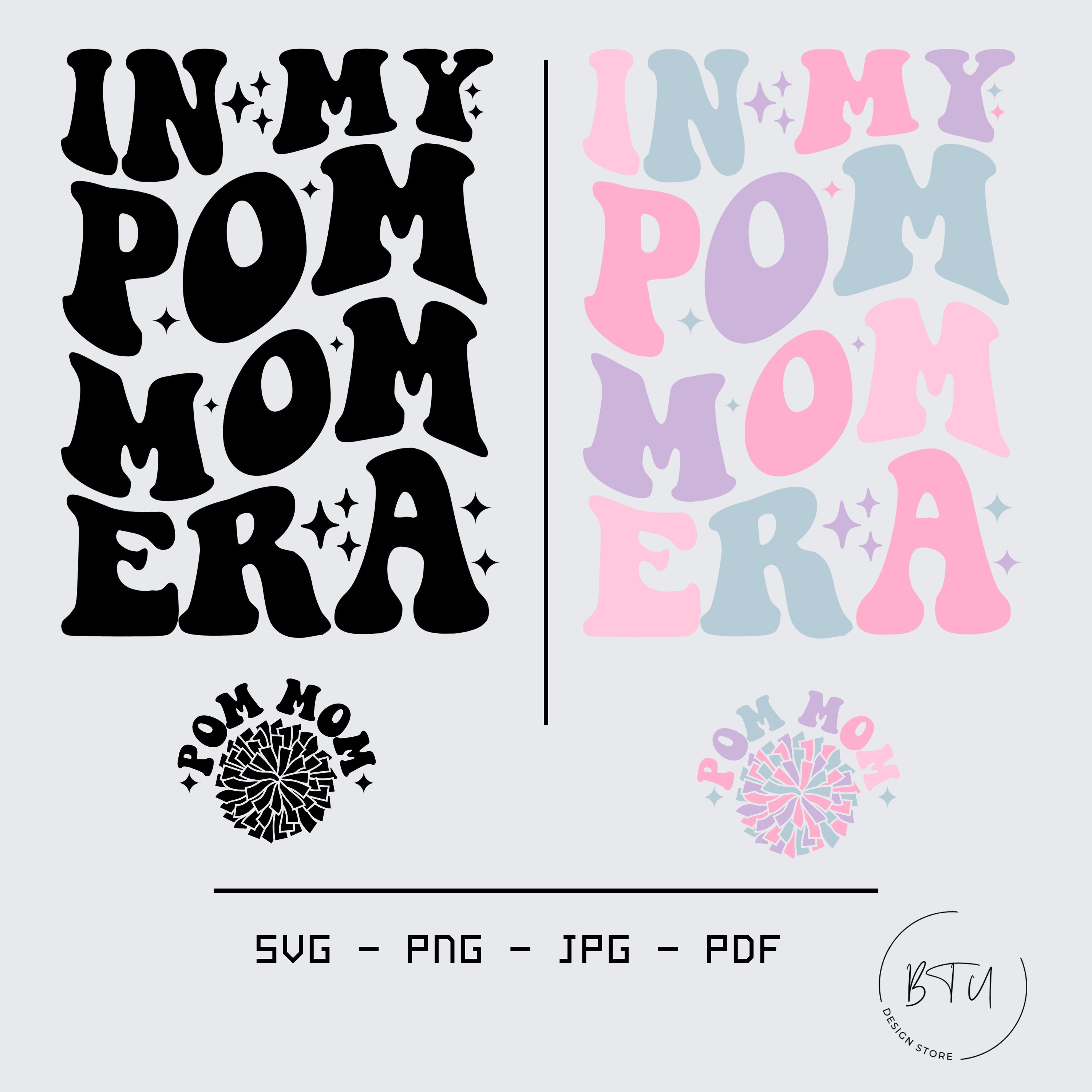 In My Pom Mom Era SVG-PNG, Pom Mom Svg, Mother Svg, Cheer Mom Svg, Pom Mom Shirt Svg, Mom Svg ...