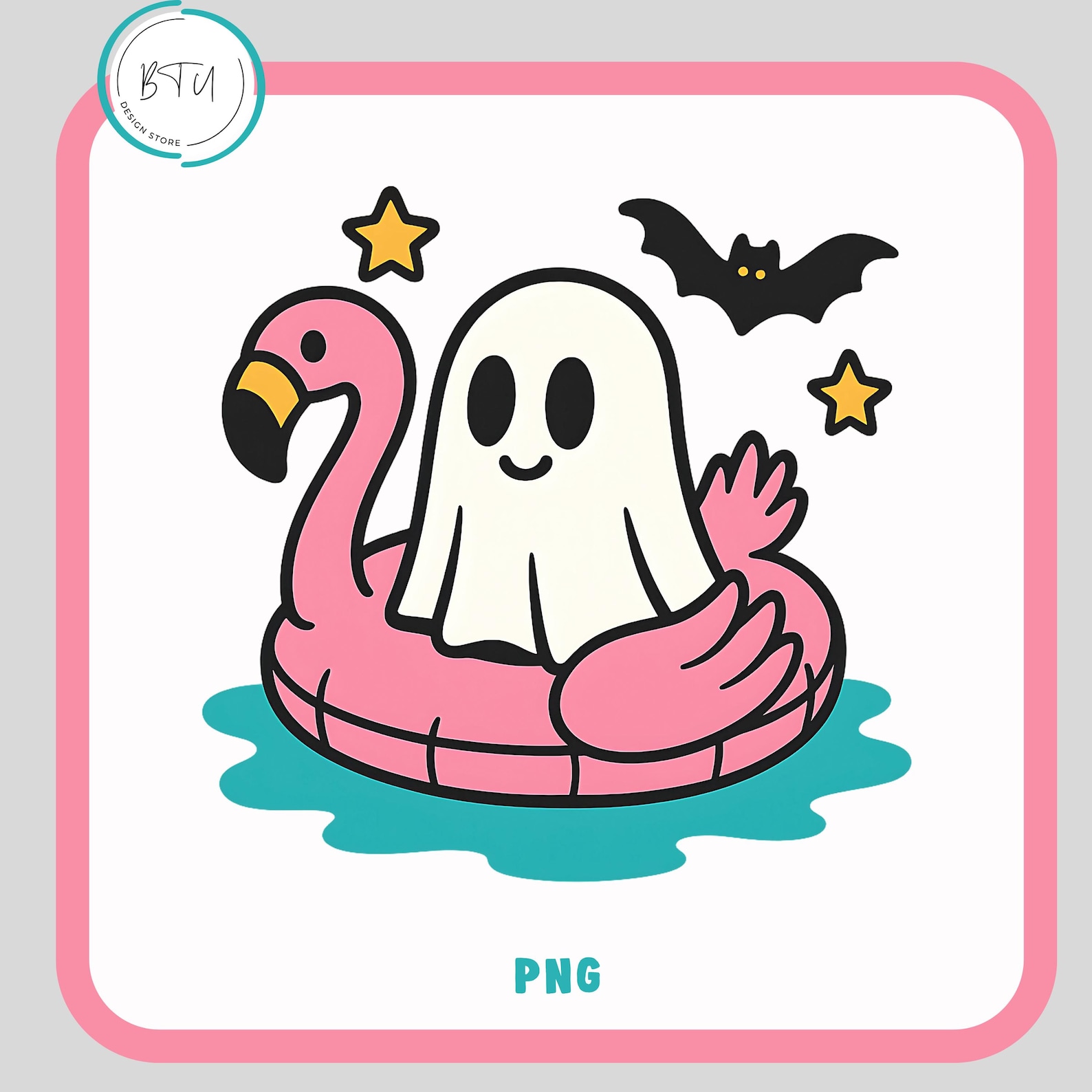 Ghost on A Pool Floaty Png, Flamingo and Ghost Png, Flamingo Pool Float ...