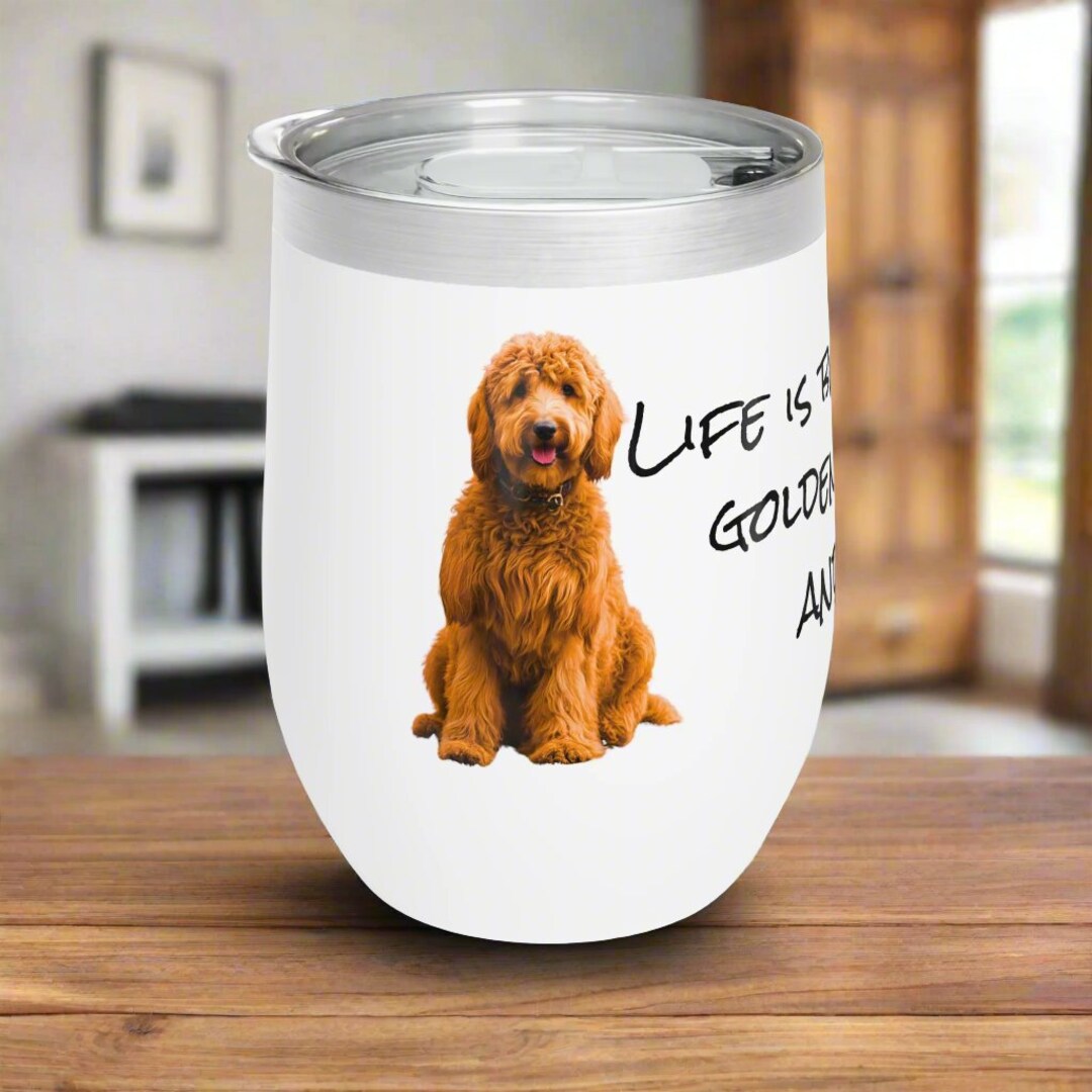 Golden Doodles & Wine: the Perfect Combination Wine Tumbler, 12 Oz - Etsy