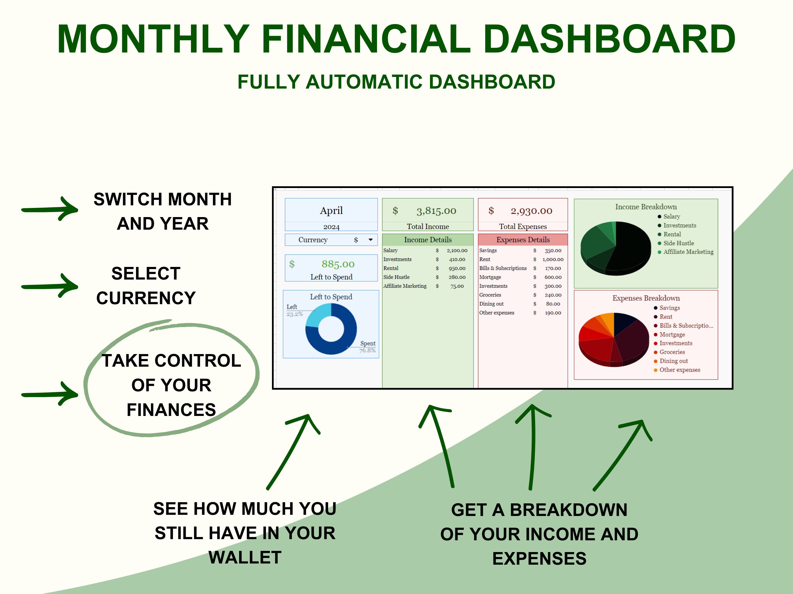 Monthly Income and Expense Tracker Google Sheets Spreadsheet Personal ...