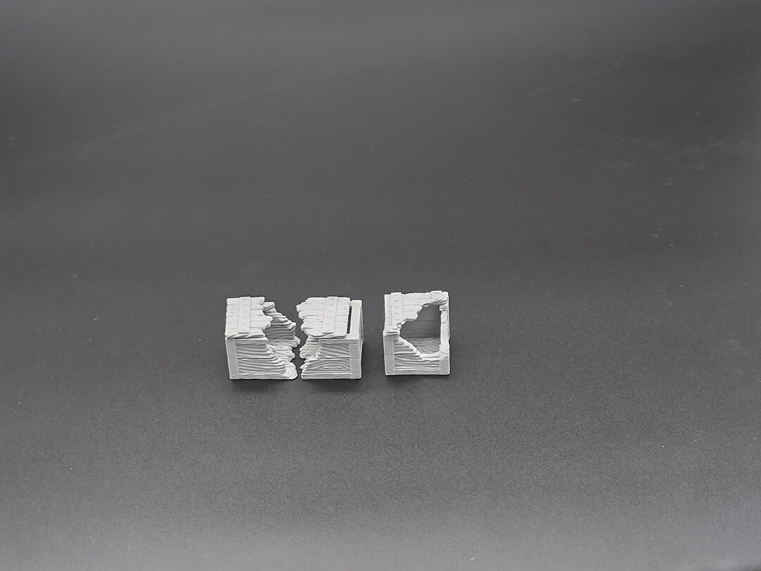 Broken Miniature Crates / Boxes With Ruined Lids for Miniature Games ...