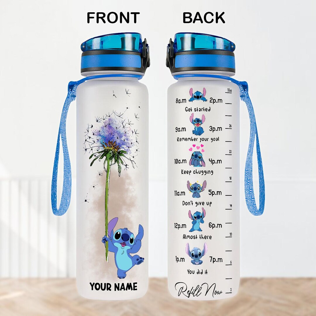 Custom Stitch Water Bottle 32oz, Lilo and Stitch Water Tracker Bottle ...
