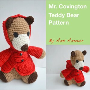 Teddy Bear Pattern Amigurumi Mr. Covington Crochet - Etsy
