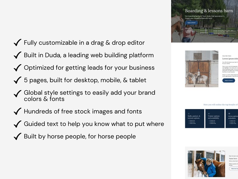 Horse Website Template, Boarding Facility, Boarding Barn Template ...