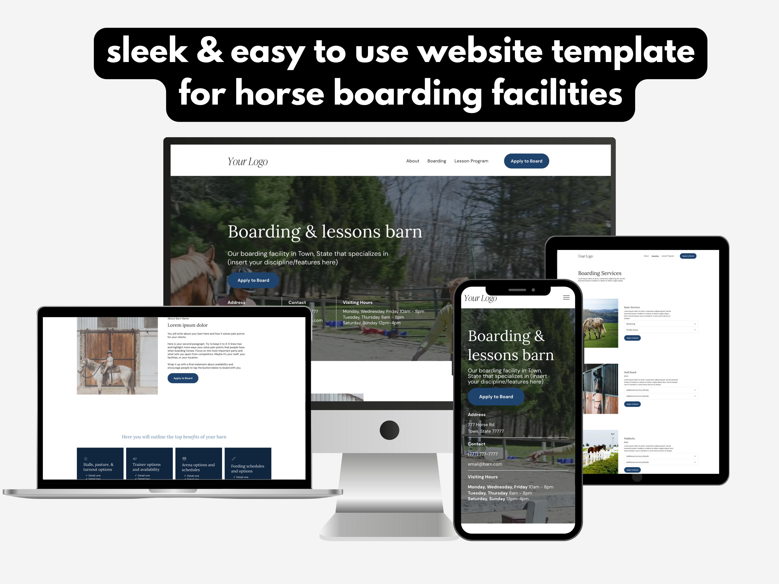 Horse Website Template, Boarding Facility, Boarding Barn Template ...