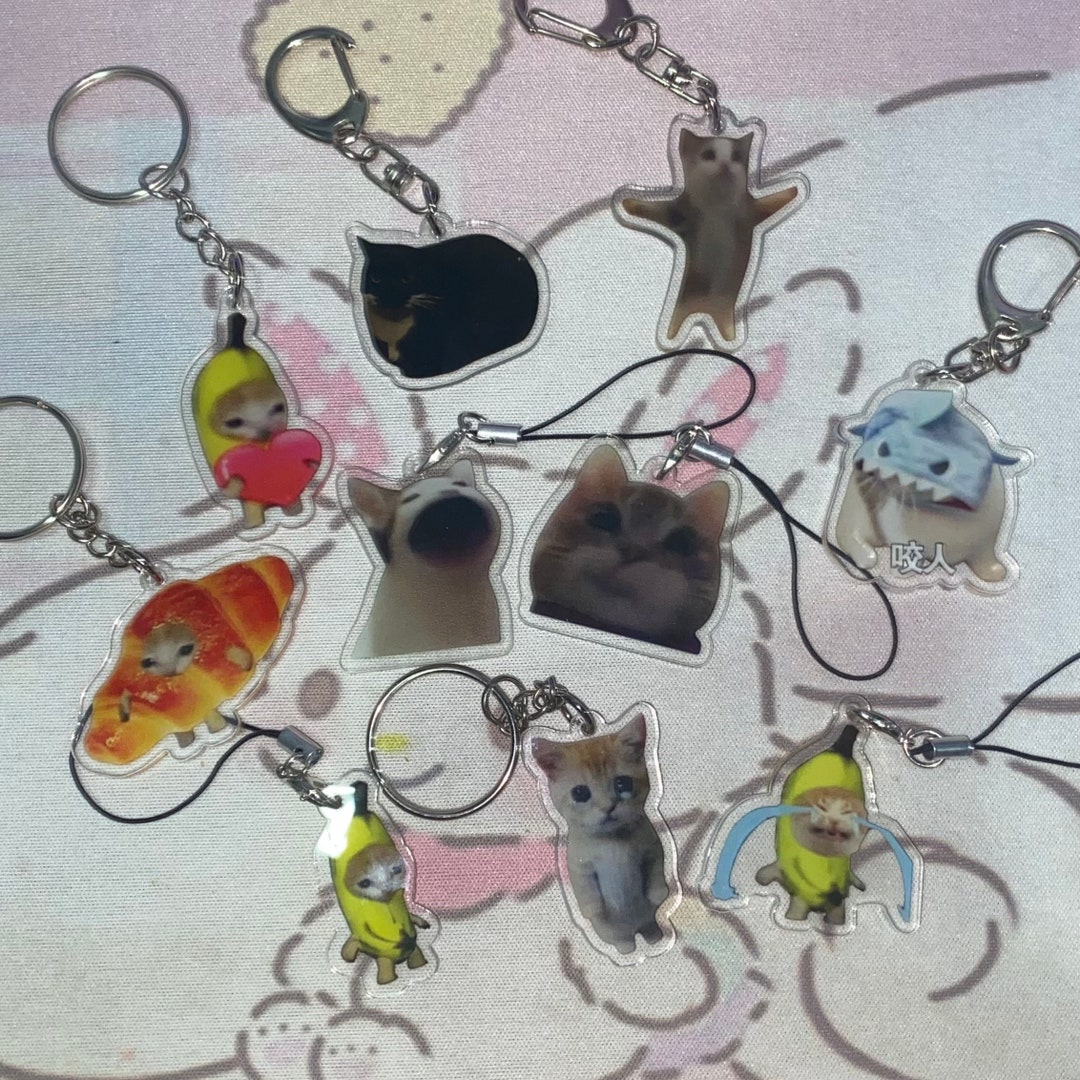 Meme Cats Kittens Pop Cat Croissant Bread El Gato Acrylic Keychains - Etsy