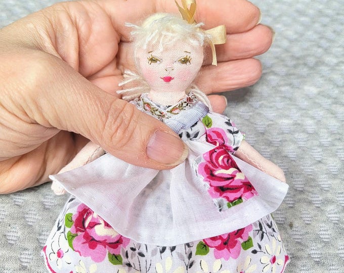 5" Handstitched Cloth Doll With Embroidered Face, One of a Kind. - Etsy