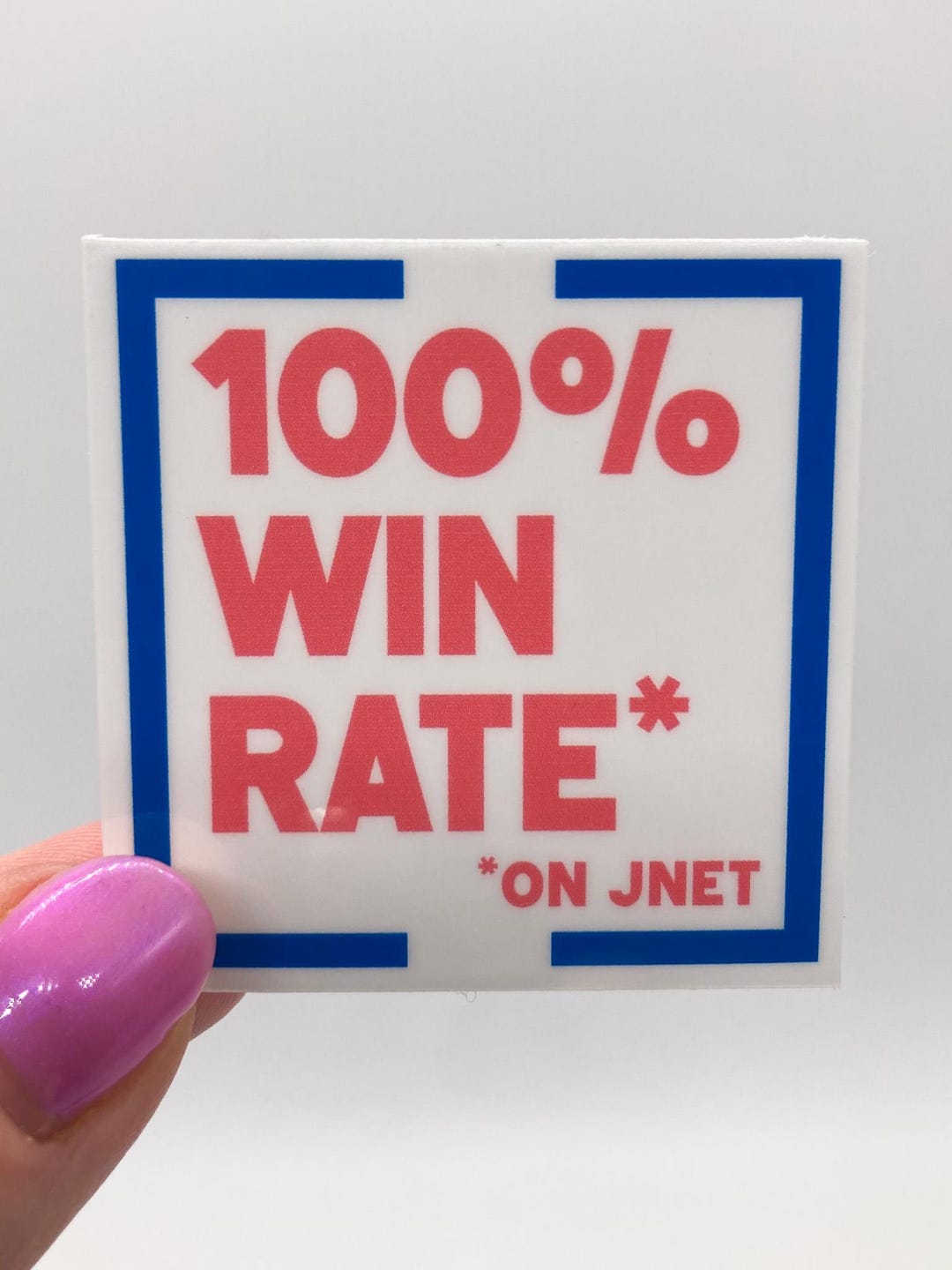 100% Win Rate Jnet Sticker | Funny Cyberpunk Card Game Glossy Vinyl - Etsy