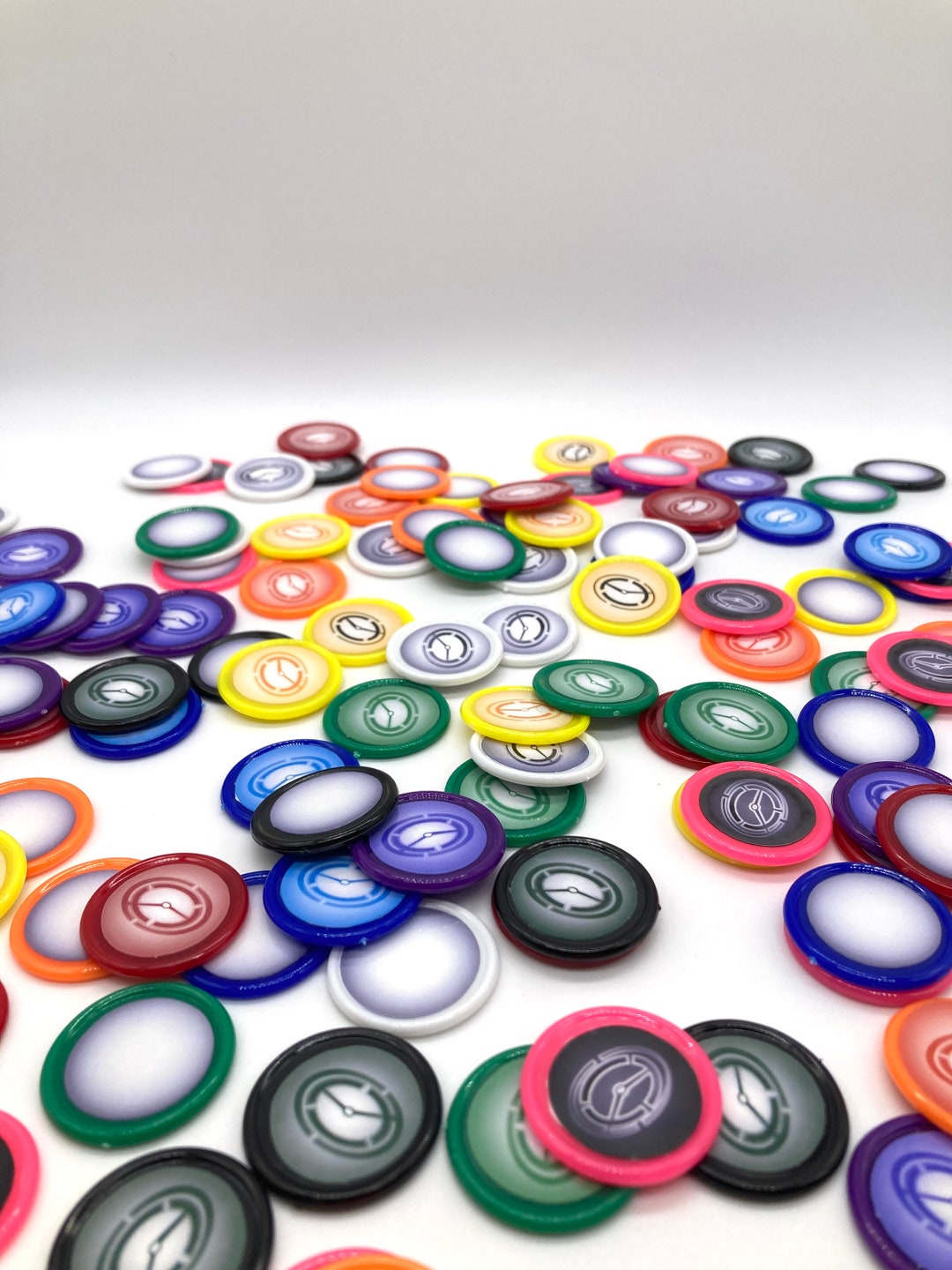 Click Tracker Tokens for Netrunner CCG LCG - Double Sided - 6 Colourful Clicks - Turn Track ...