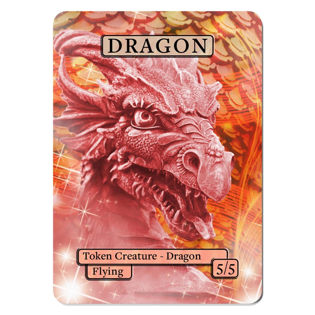 Dragon 5/5 Fantasy MTG Token | Red Creature | Fantasy Style Proxy for ...