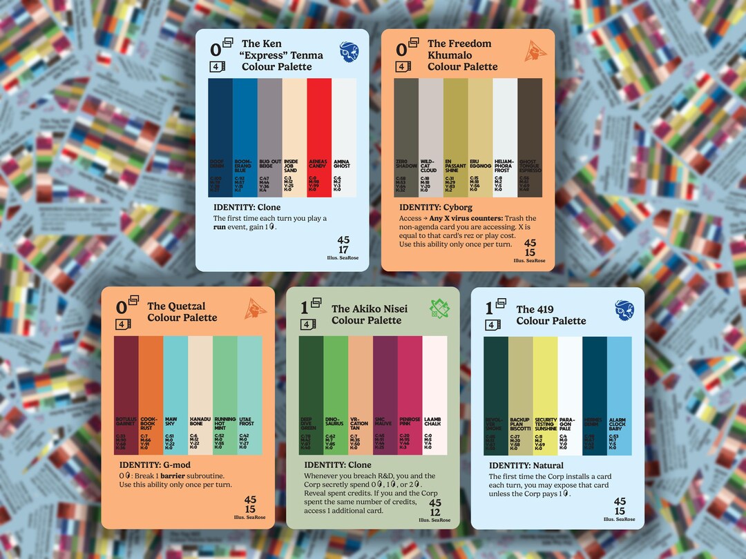 Runner Colour Palette ID Series *combo Pack* 5 Alt Art Netrunner Cards ...