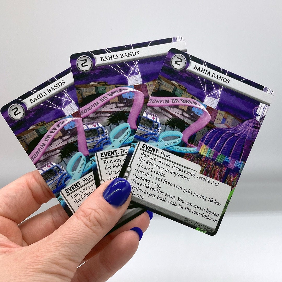 Bahia Bands Playset of Alt Arts - X 3 Cards - Netrunner Card Run Event / Custom Edit Proxy Game ...
