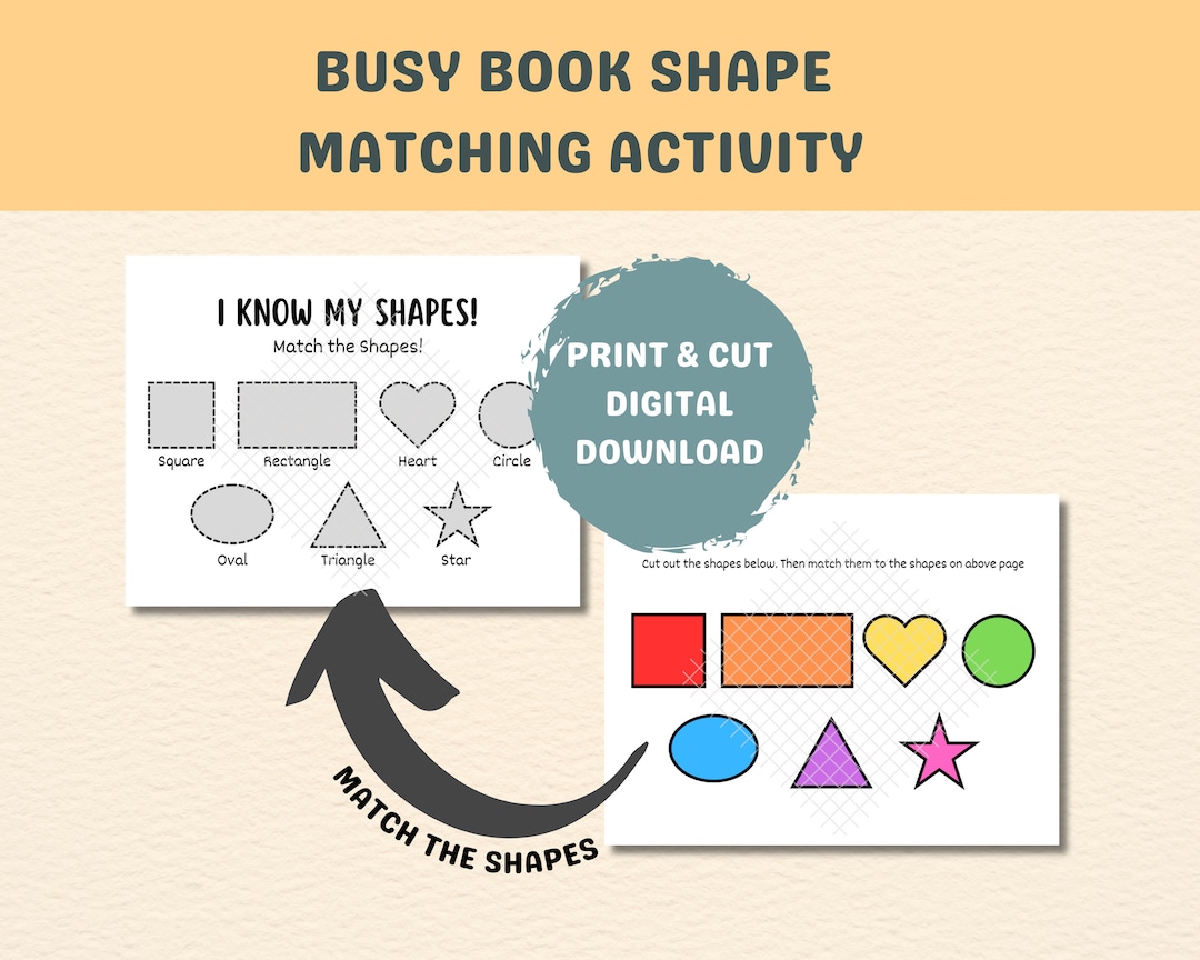 Busy Book Printable Worksheets, Preschool Learning Worksheets, Matching ...