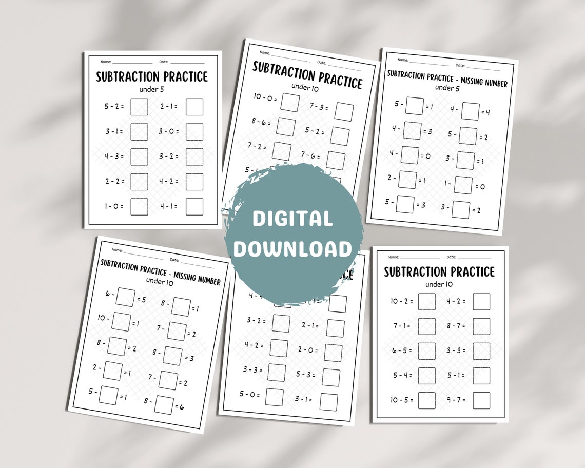 Math Worksheets, Preschool Addition Subtraction Practice Worksheets ...