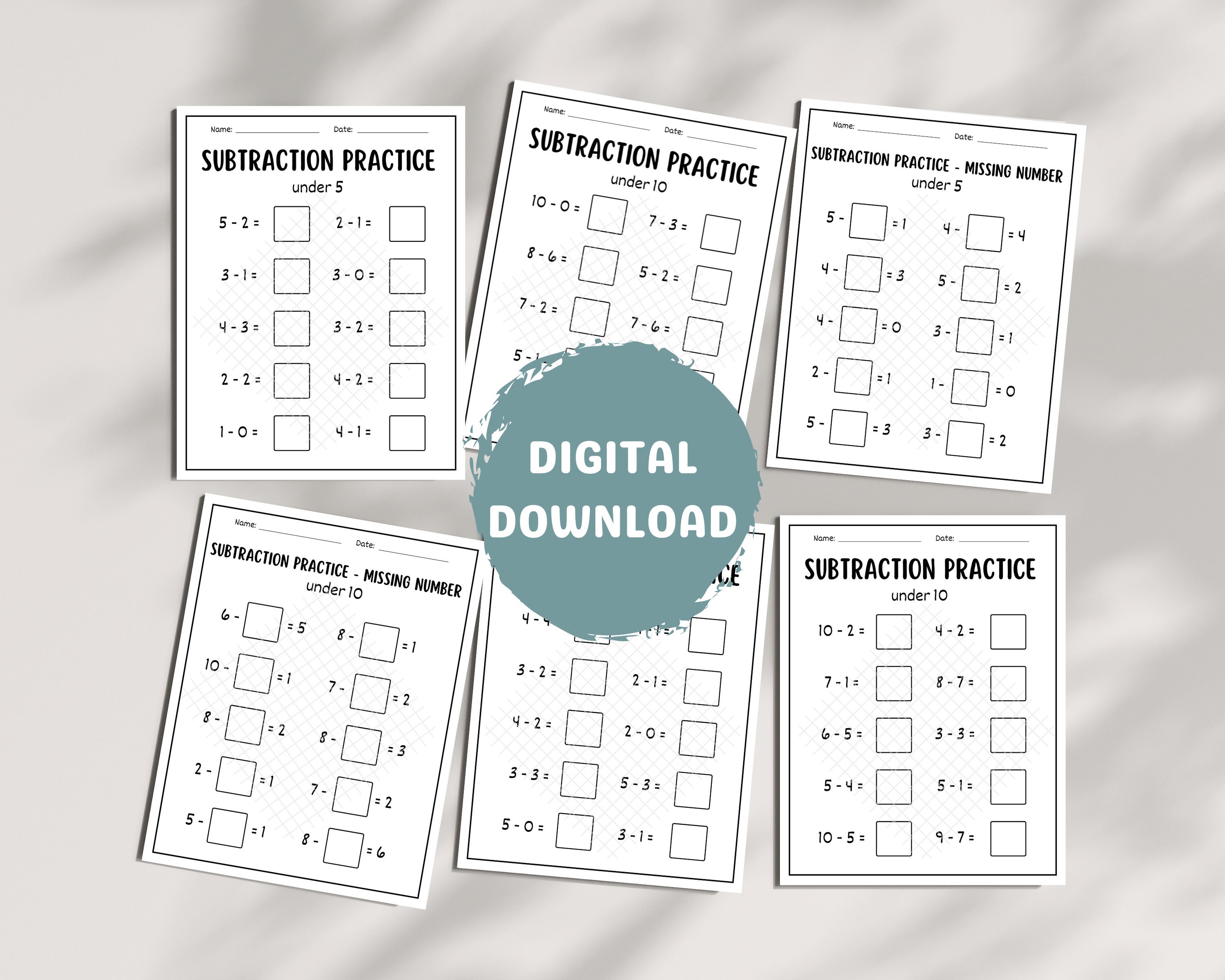 Math Worksheets, Preschool Addition Subtraction Practice Worksheets ...